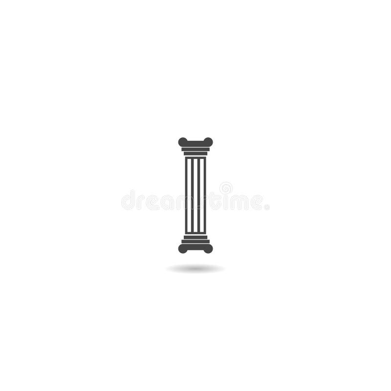 Ancient Column and Greek Pillar Icon with Shadow Stock Vector ...