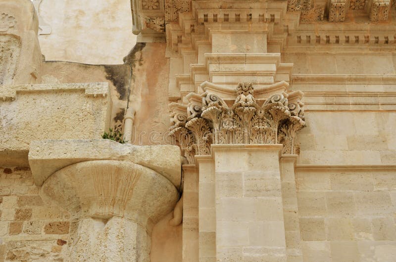 Ancient Column in the Medieval Wall Stock Photo - Image of architecture ...