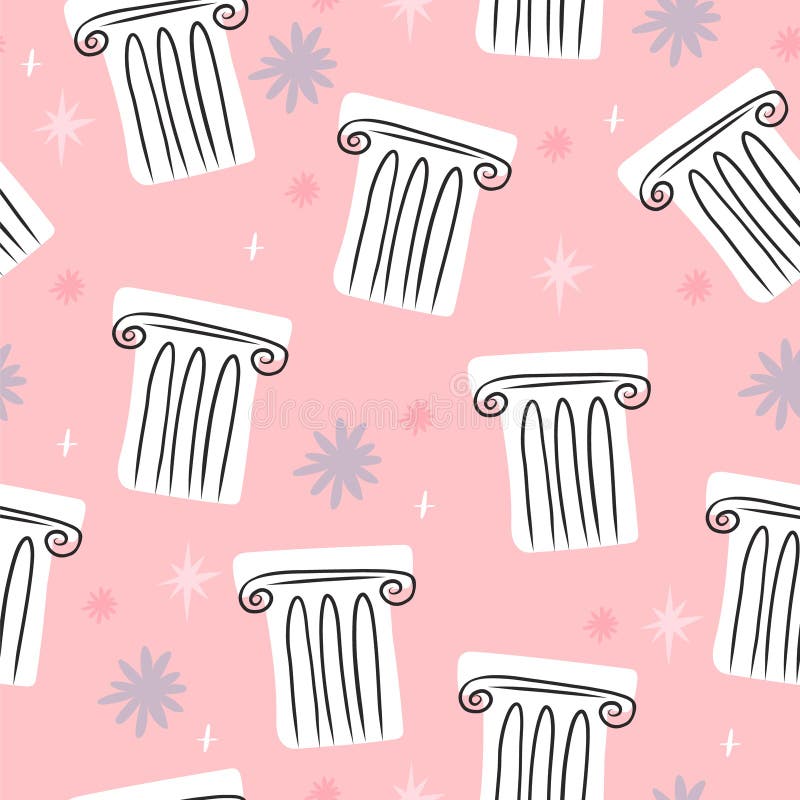 Ancient Column Seamless Pattern. Background Wit Italy or Greece ...