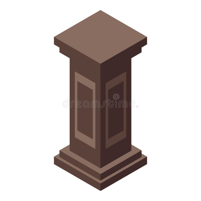 Ancient Column Standing Tall in Isometric View Stock Illustration ...