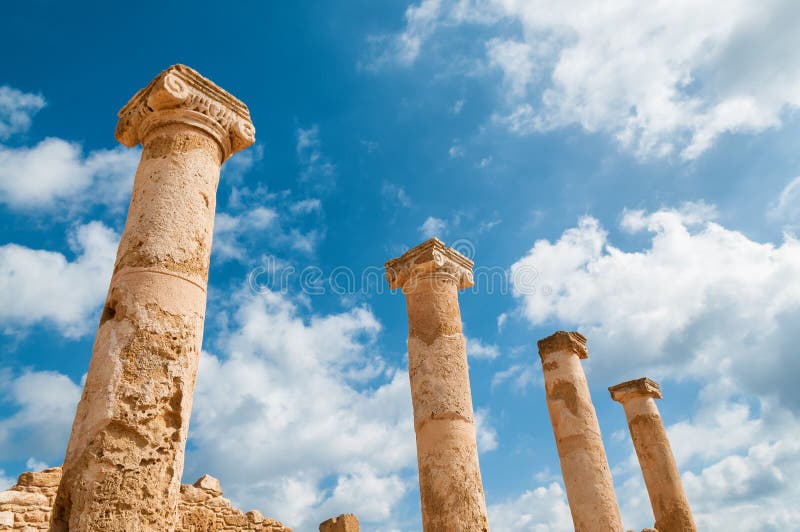 Ancient Columns at Archaeological Site at Kato Paphos. Paphos, Cyprus ...