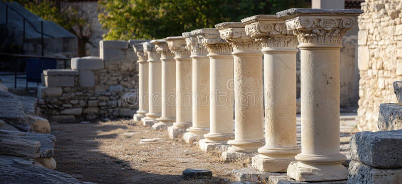 Ancient Columns in Archaeological Site, Showcasing Classical ...
