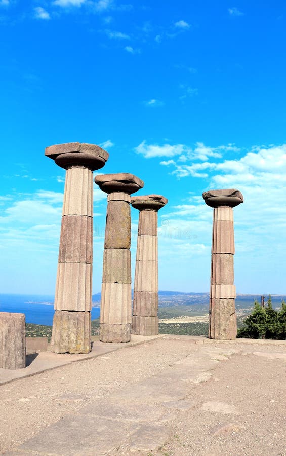 Ancient Columns of Athena Temple, Assos, Canakkale, Turkey Stock Photo ...