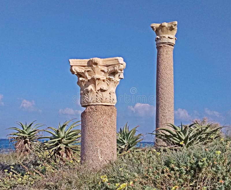 Ancient Columns at Caesarea Stock Photo - Image of history, columns ...