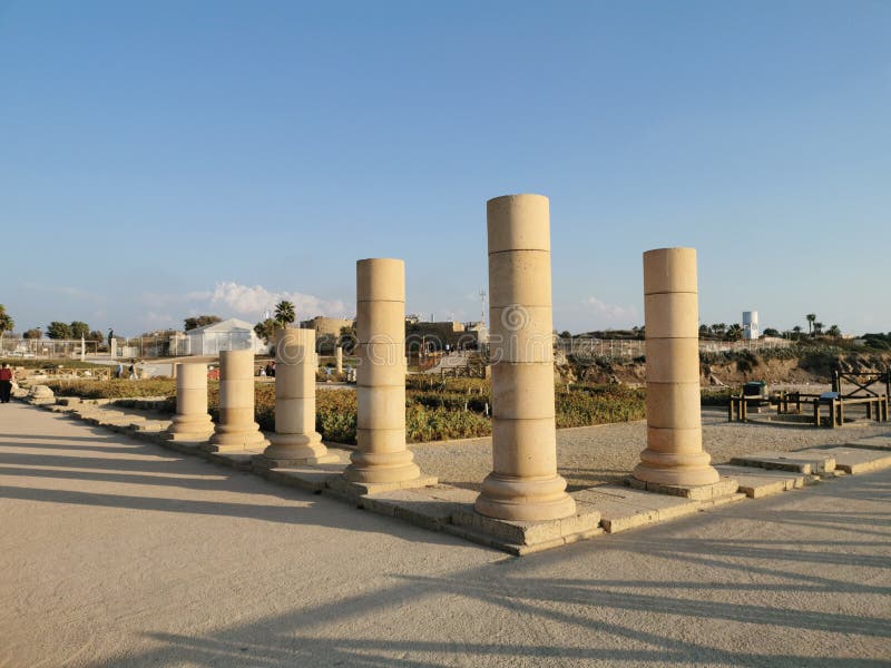 Ancient Columns in the Caesarea Maritima, Israel Stock Photo - Image of ...