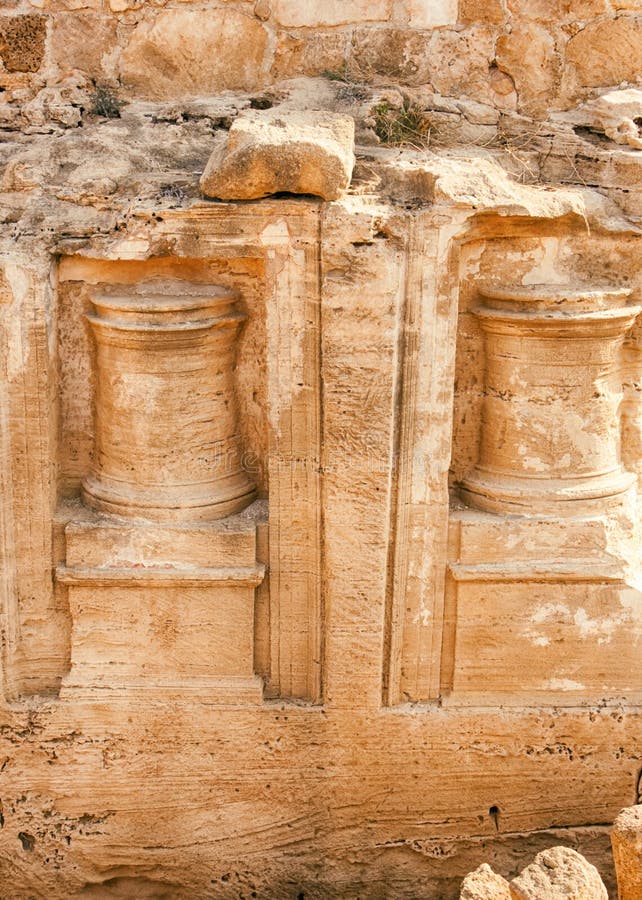 Columns with Carved Stonework on the Temple of the Warriors at the ...