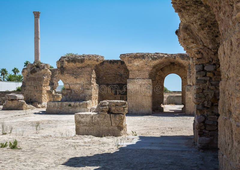 Ancient Columns of Marble and Thermal Baths in Carthage Stock Image ...