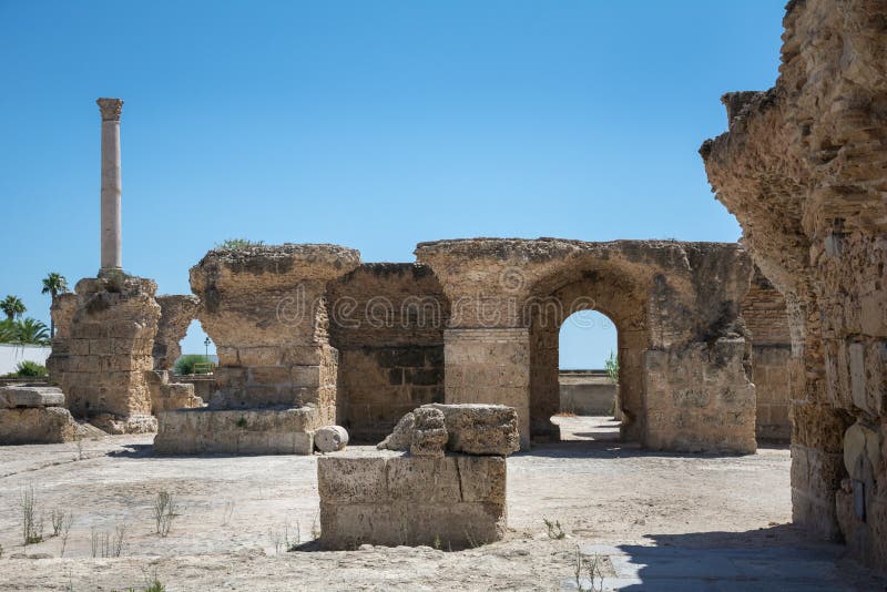Ancient Columns of Marble and Thermal Baths in Carthage Stock Photo ...