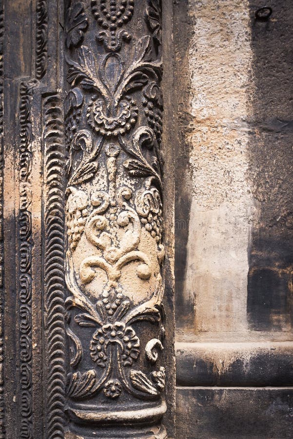 Ancient Columns with Renaissance Bas-reliefs and Plants Patterns in the ...