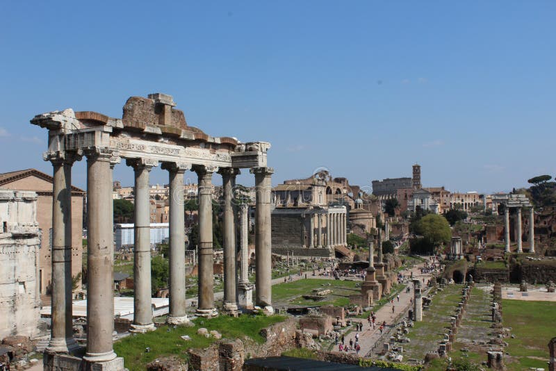 Ancient Columns in Roman Forum in Rome Stock Photo - Image of relief ...