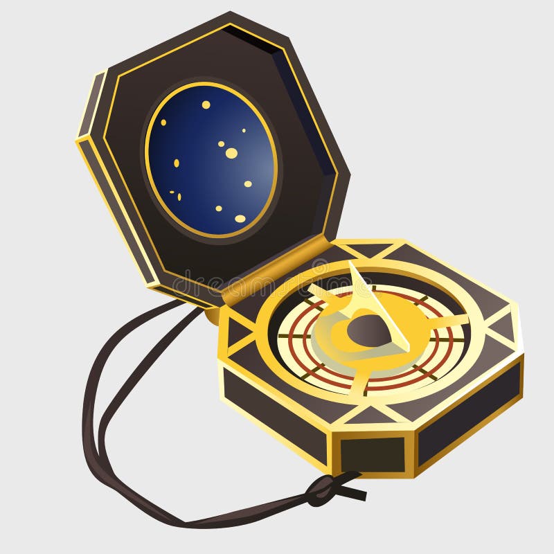 Ancient Compass in a Box, Navigation Tool Closeup Stock Vector ...