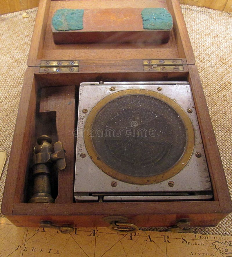 A Compass As a Navigation Tool Stock Image - Image of wooden, vintage ...