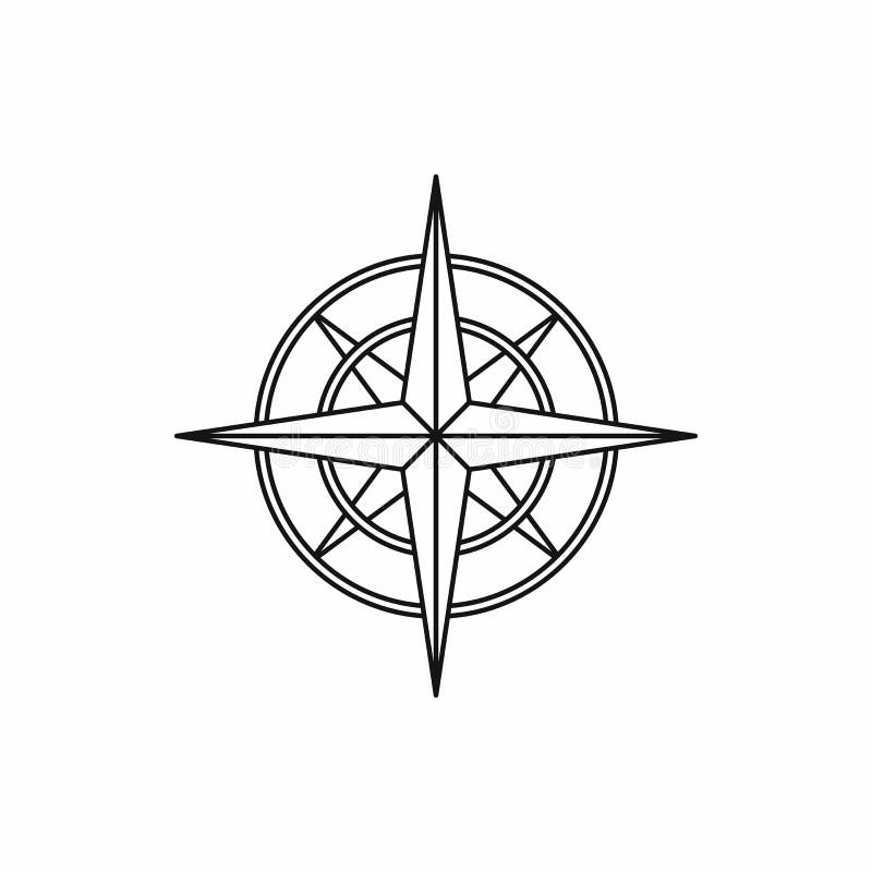 Ancient Compass Icon, Outline Style Stock Vector - Illustration of ...