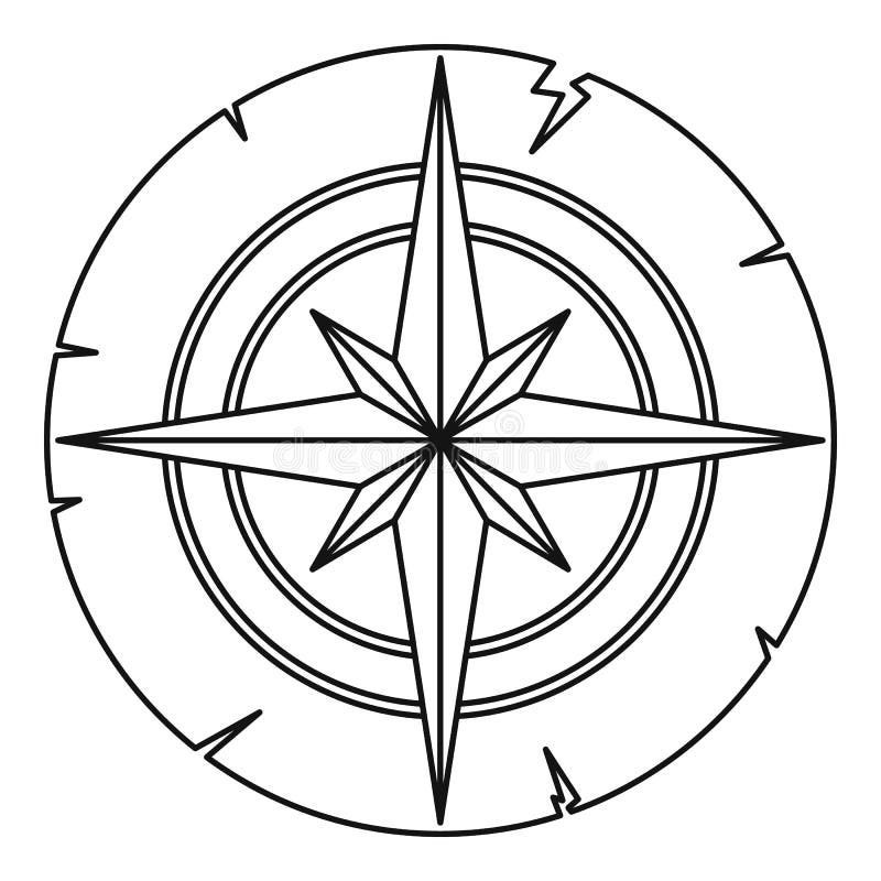 Ancient Compass Icon Outline Stock Vector - Illustration of cartography ...