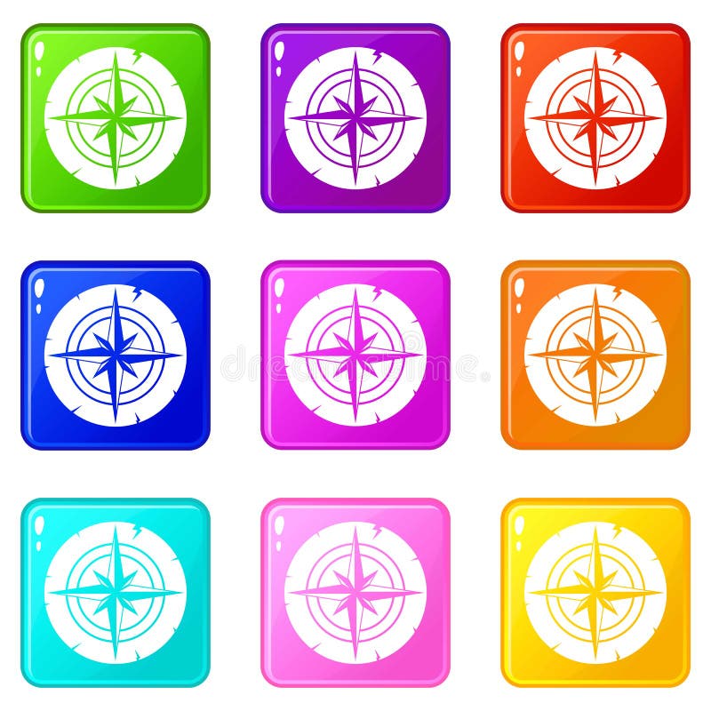 Ancient compass set 9 stock vector. Illustration of direction - 120199655