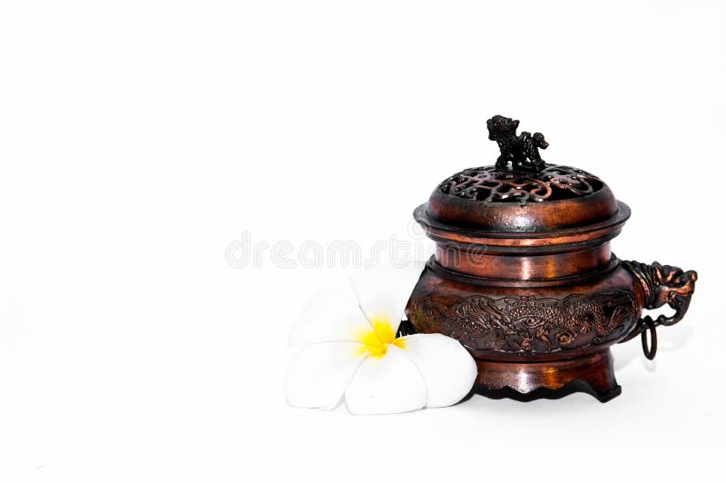 Ancient Container with Flower and Lion on Top Stock Photo - Image of ...