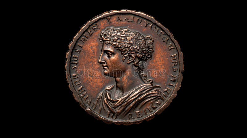 Ancient Copper Coin: Profile of a Dignified Figure, Worn and Historic ...