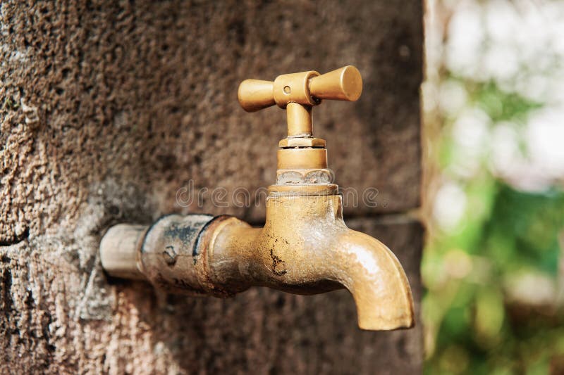 Ancient copper water tap stock image. Image of close - 100993755