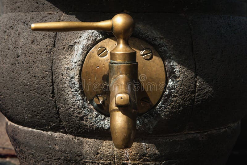 Ancient copper water tap stock image. Image of close - 100994073