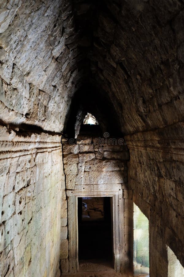 Vaulted Ceiling of an Old Stone Building. Walls Built from Stone Blocks ...