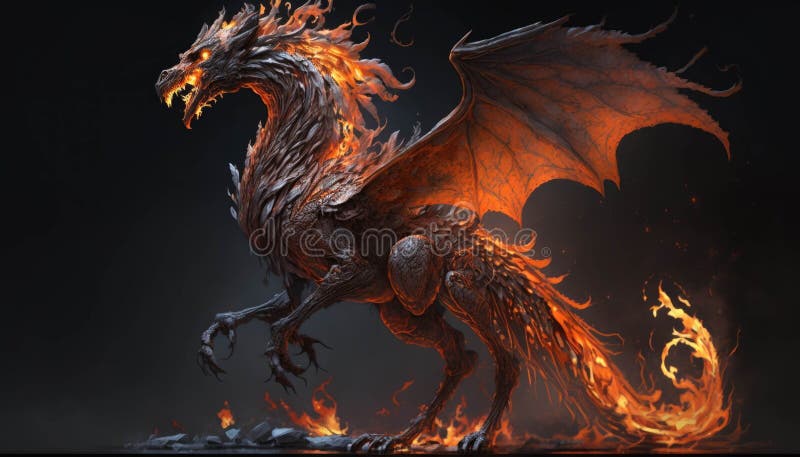 An Ancient Creature of Molten Fire and Fury Fantasy Art. AI Generation ...
