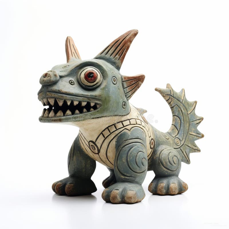 Ancient Creature Pottery Sculpture Artwork on Isolated Background Stock ...