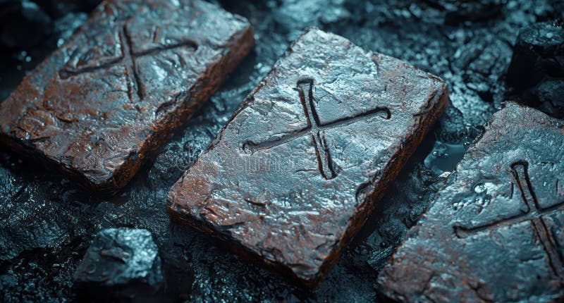 Ancient Cross Carved into Stone Stock Illustration - Illustration of ...