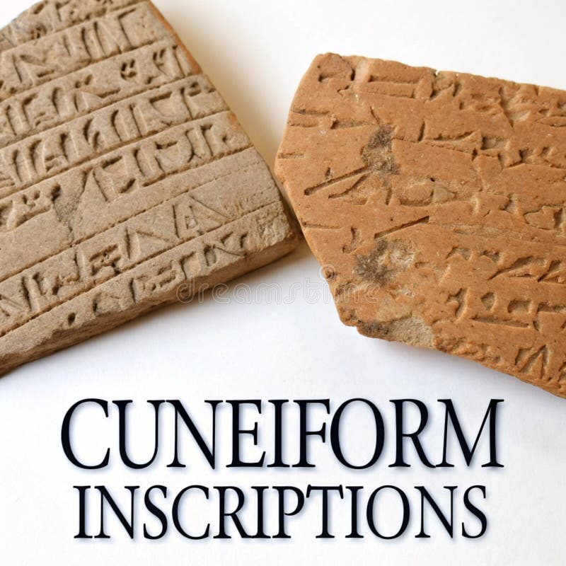 Ancient Cuneiform Inscriptions Isolated on White Background Stock ...