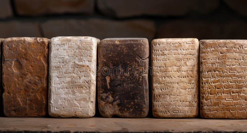 Ancient Cuneiform Tablets with Inscriptions Stock Illustration ...