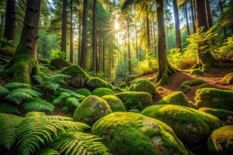 Ancient Deciduous Forest a Serene Exploration of MossCovered Stones ...