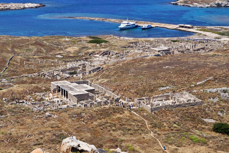 The Terrace of the Lions, Delos Island, Greece Stock Photo - Image of ...