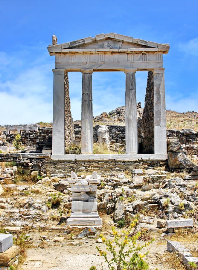 Ancient Delos Ruins, Greece Stock Photo - Image of sight, landscape ...