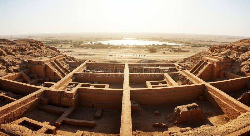 Ancient Desert Landscape Featuring a Well-preserved Archaeological Site ...
