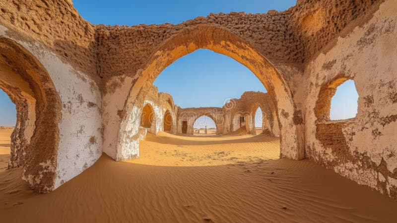 Ancient Desert Ruins Architectural Arches Sand Stock Illustration ...