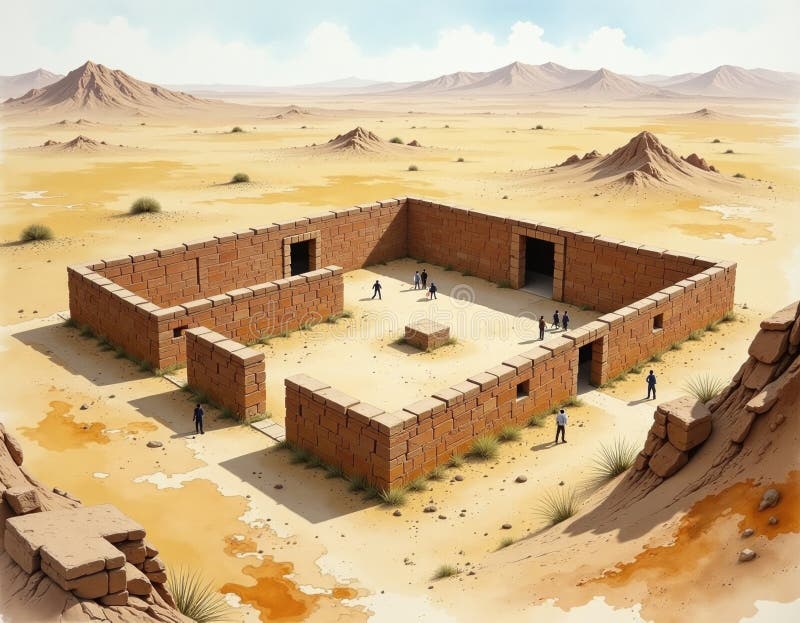 Ancient Desert Structure, Aerial View, Archaeological Site, People ...