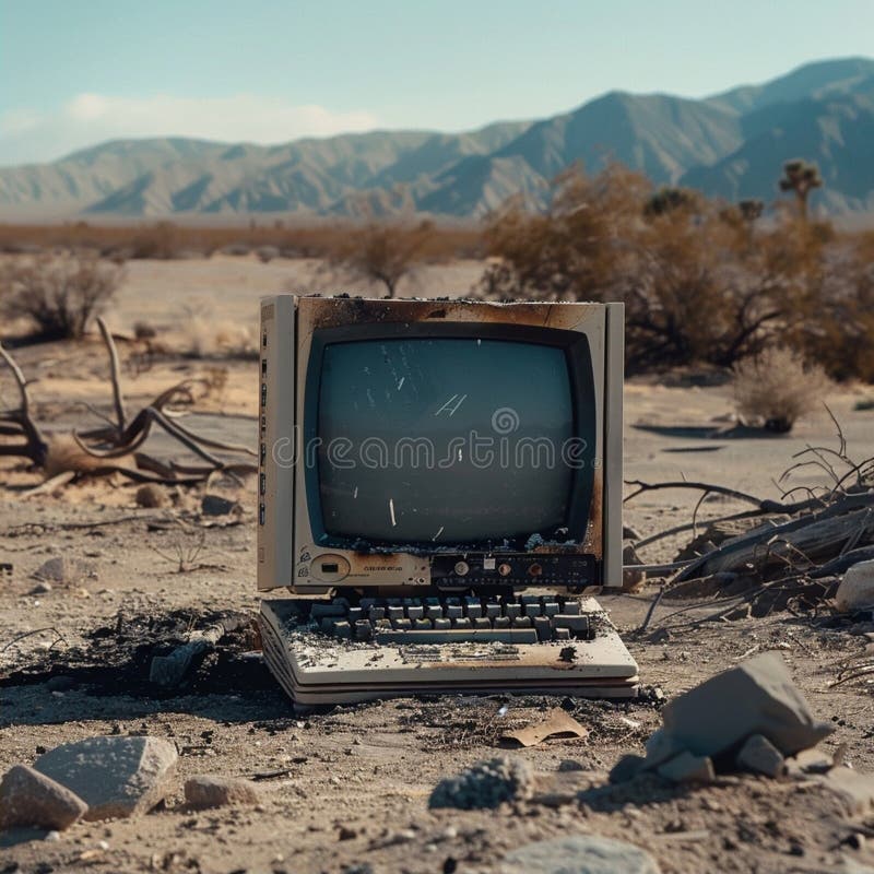 Ancient, Deserted Computer, Remnants of a Bygone Era Stock Illustration ...