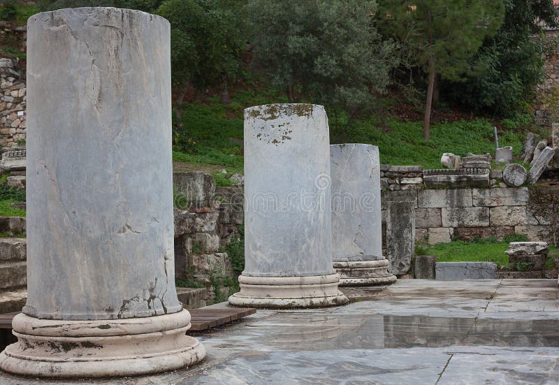 The Ancient Destroyed Building with Columns. Stock Photo - Image of ...