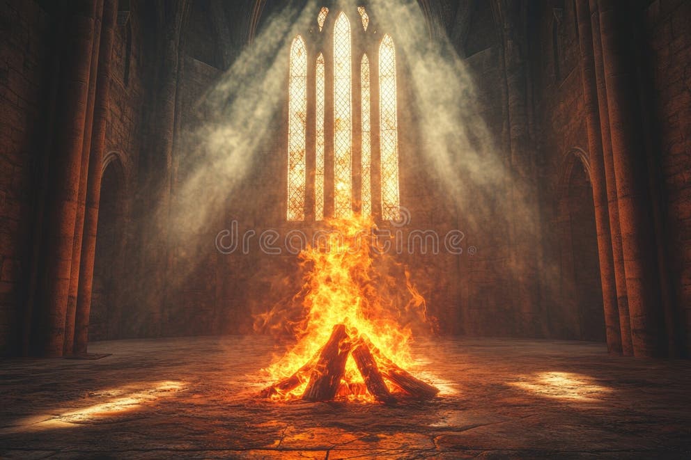 In an Ancient, Dimly Lit Hall Featuring Gothic Architecture, a ...