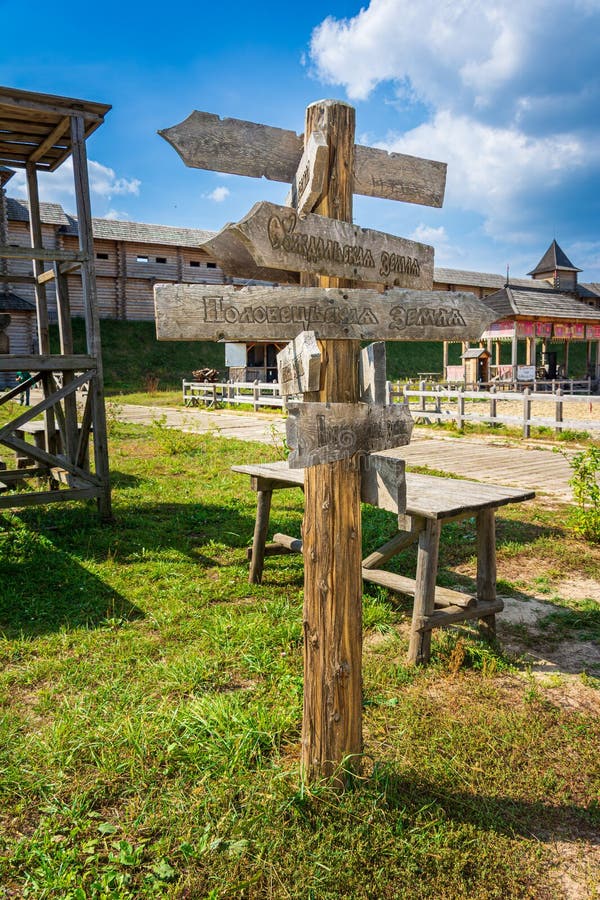 Ancient Direction Sign on a Wooden Post. Stock Image - Image of town ...