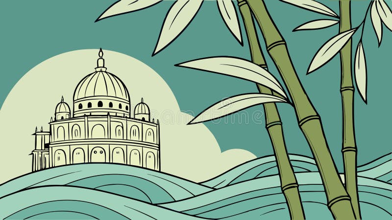 Ancient Dome Structure by Tropical Waters, Vector Design Generative AI ...