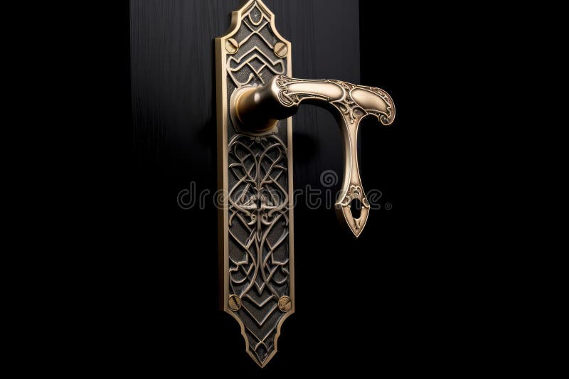 Ancient Door Handle on Old Door Stock Illustration - Illustration of ...