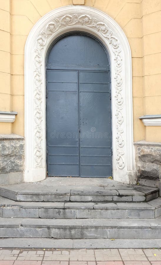 Ancient Door Painted in Dark Blue Color Stock Photo - Image of wall ...