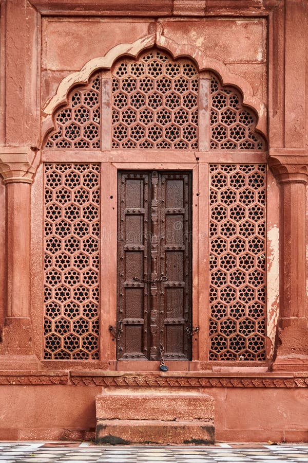 Ancient Door with Wall Decorative Elements of Taj Mahal, Ancient Wall ...