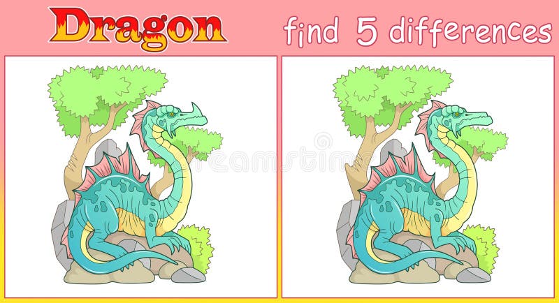 Ancient Dragon, Find Five Differences Stock Illustration - Illustration ...