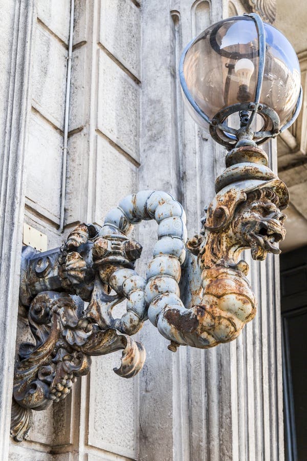 Ancient Dragon Shaped Street Lantern Stock Photo - Image of italian ...