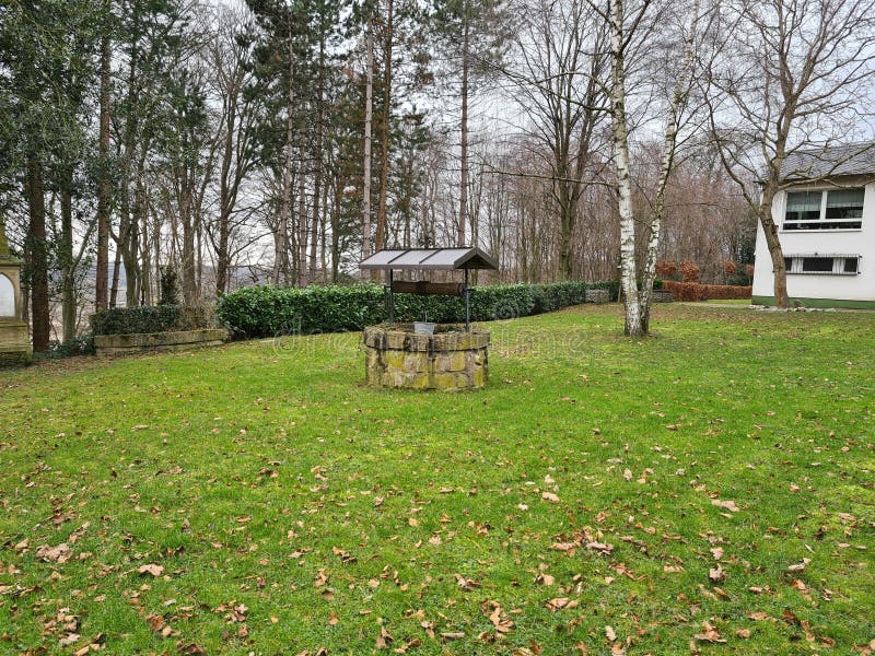 Old Stone Draw Well in the Forest Stock Image - Image of farmstead ...