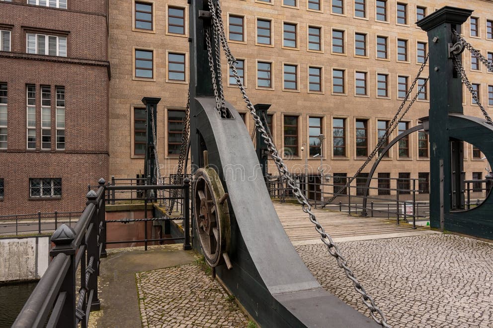 An Ancient Drawbridge Across the River in Berlin. Stock Image - Image ...