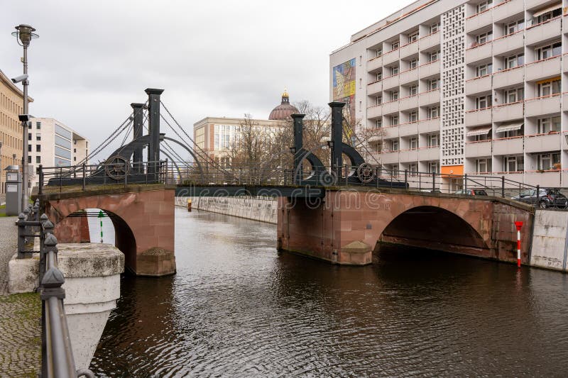 An Ancient Drawbridge Across the River in Berlin. Editorial Photo ...