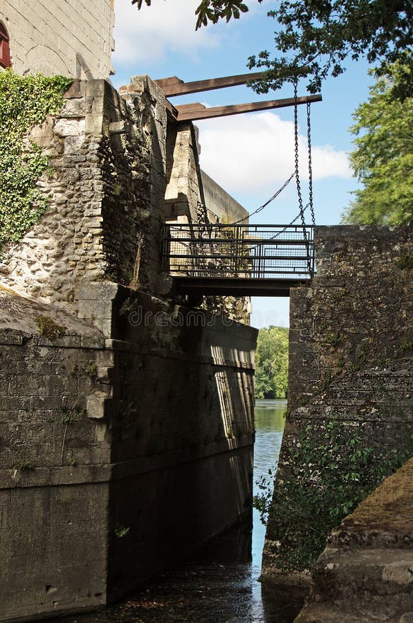 Ancient Drawbridge at the Exit of the Fortress. Chain Bridge Stock ...