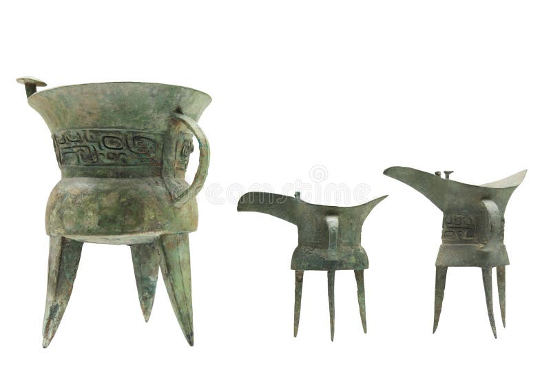 Ancient Copper Cup and Bell on White Stock Photo - Image of handicrafts ...